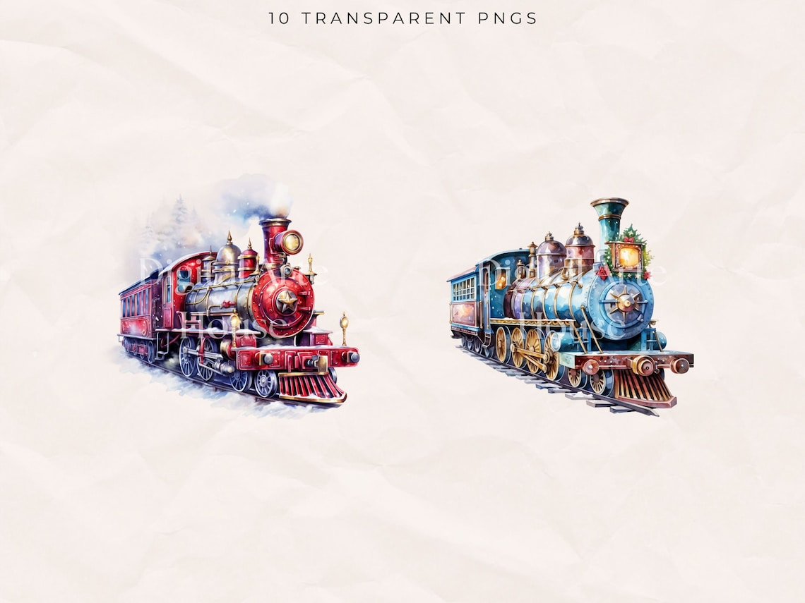 Watercolor Christmas Train Clipart PNG, Christmas Clipart, Winter ...