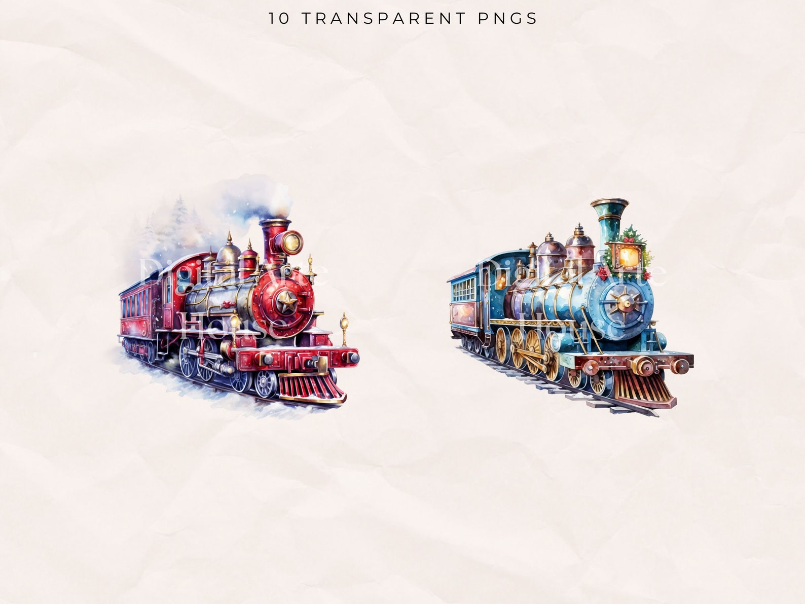Watercolor Christmas Train Clipart PNG, Christmas Clipart, Winter ...