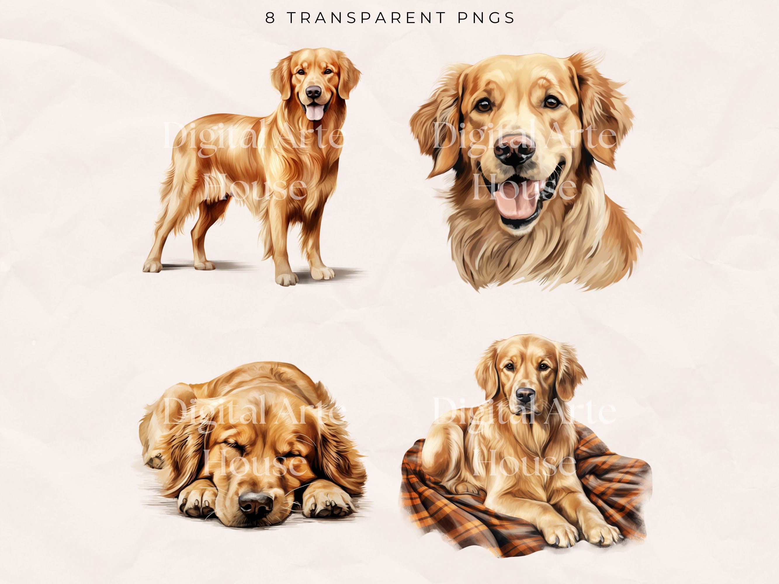 Watercolor Golden Retriever Clipart Bundle (digital Download) - Etsy