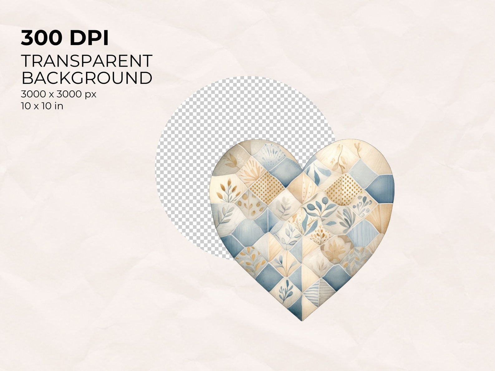 Watercolor Heart Clipart Bundle Patchwork Heart Clip Art Commercial Use ...