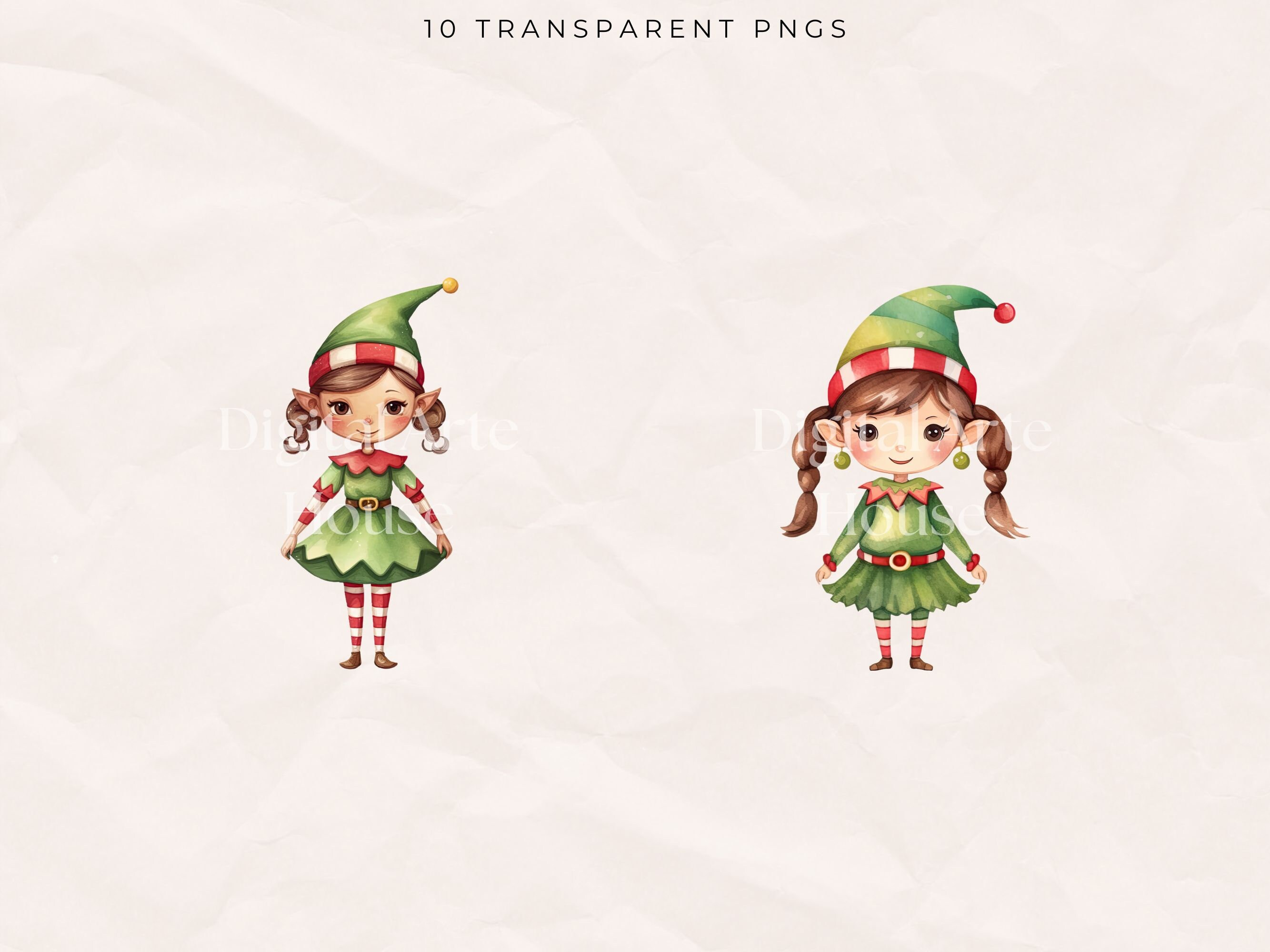 Watercolor Christmas Elf Clipart: PNG Bundle (digital Download) - Etsy