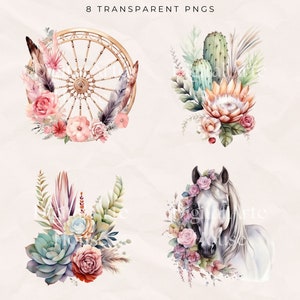 Watercolor Western Clip Art Bundle, Cowgirl Clip Art, Western PNG ...