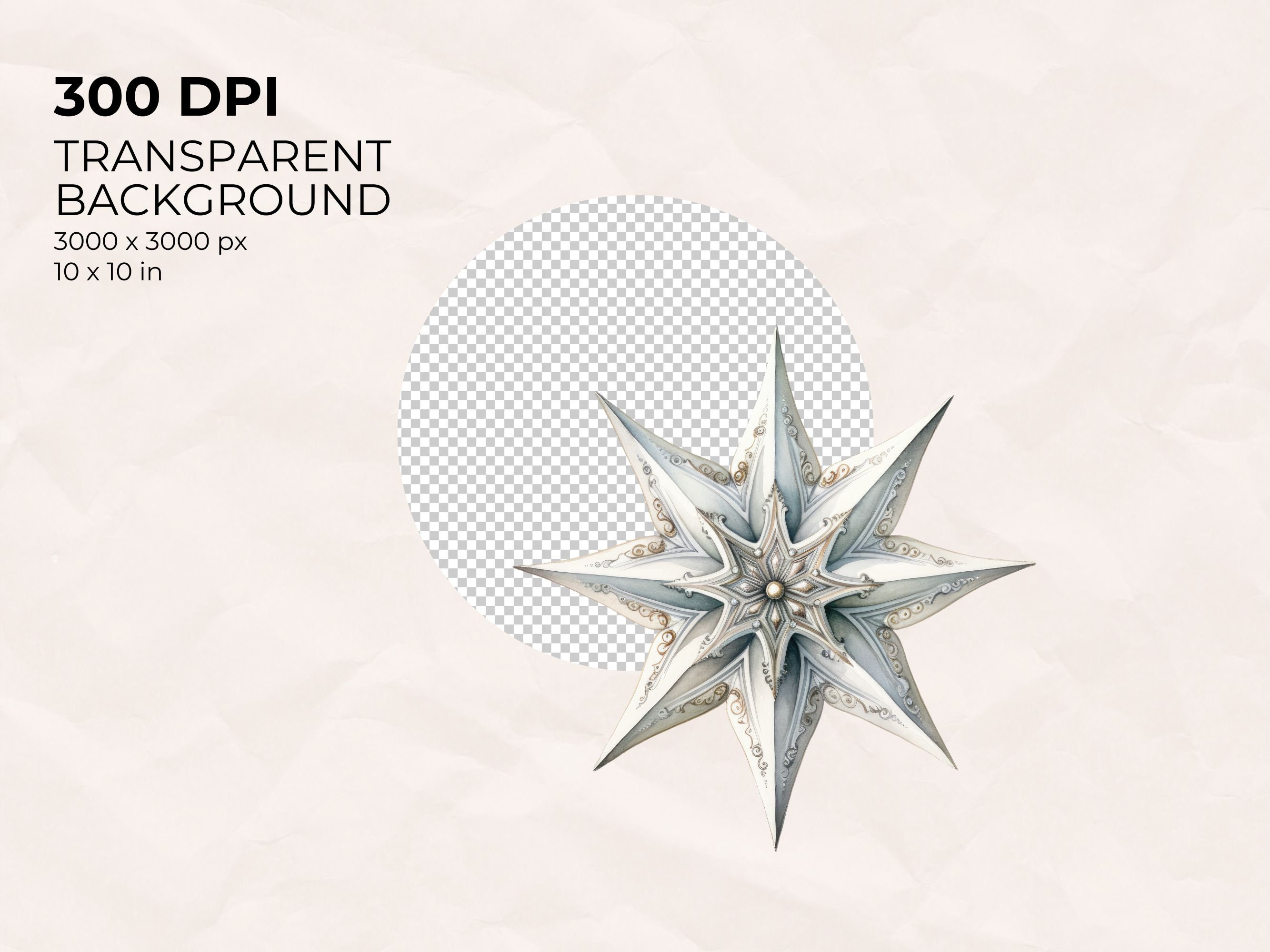 Watercolor Silver Christmas Star Clipart Cute Christmas - Etsy