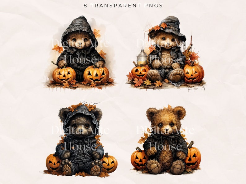 Halloween Teddy Bear Clipart Halloween Clipart, Watercolor Teddy Bear ...