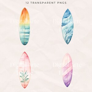 Watercolor Surfboard Clipart Bundle: Beach & Ocean Waves (downloadable ...