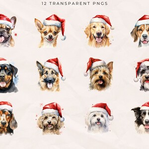 Christmas Dog Clipart, Watercolor Dog Clipart, Santa Clipart, Dog ...
