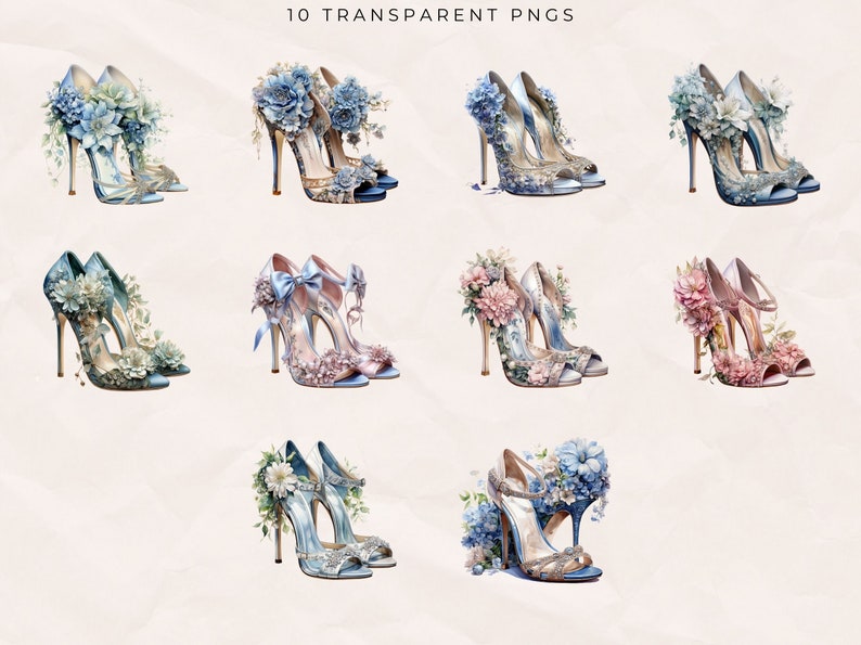 Watercolor Floral Prom Shoes Clipart: High Heels PNG (digital Download ...
