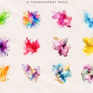 Watercolor Color Splash Clipart PNG Paint Splatter Clipart Alcohol Ink ...