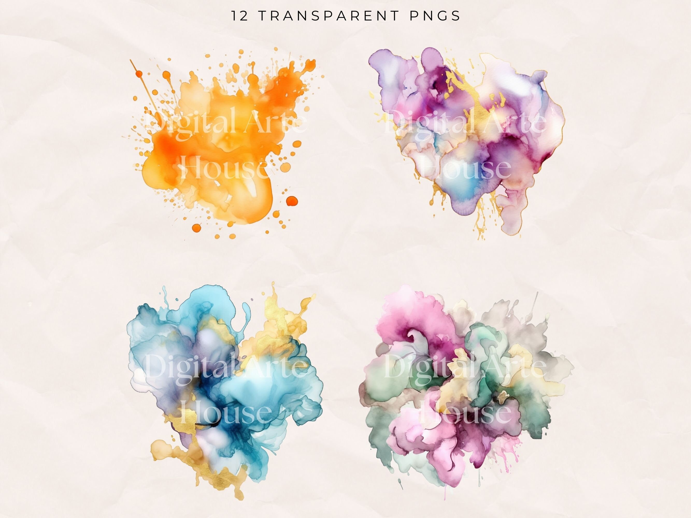Watercolor Color Splash Clipart PNG Paint Splatter Clipart - Etsy