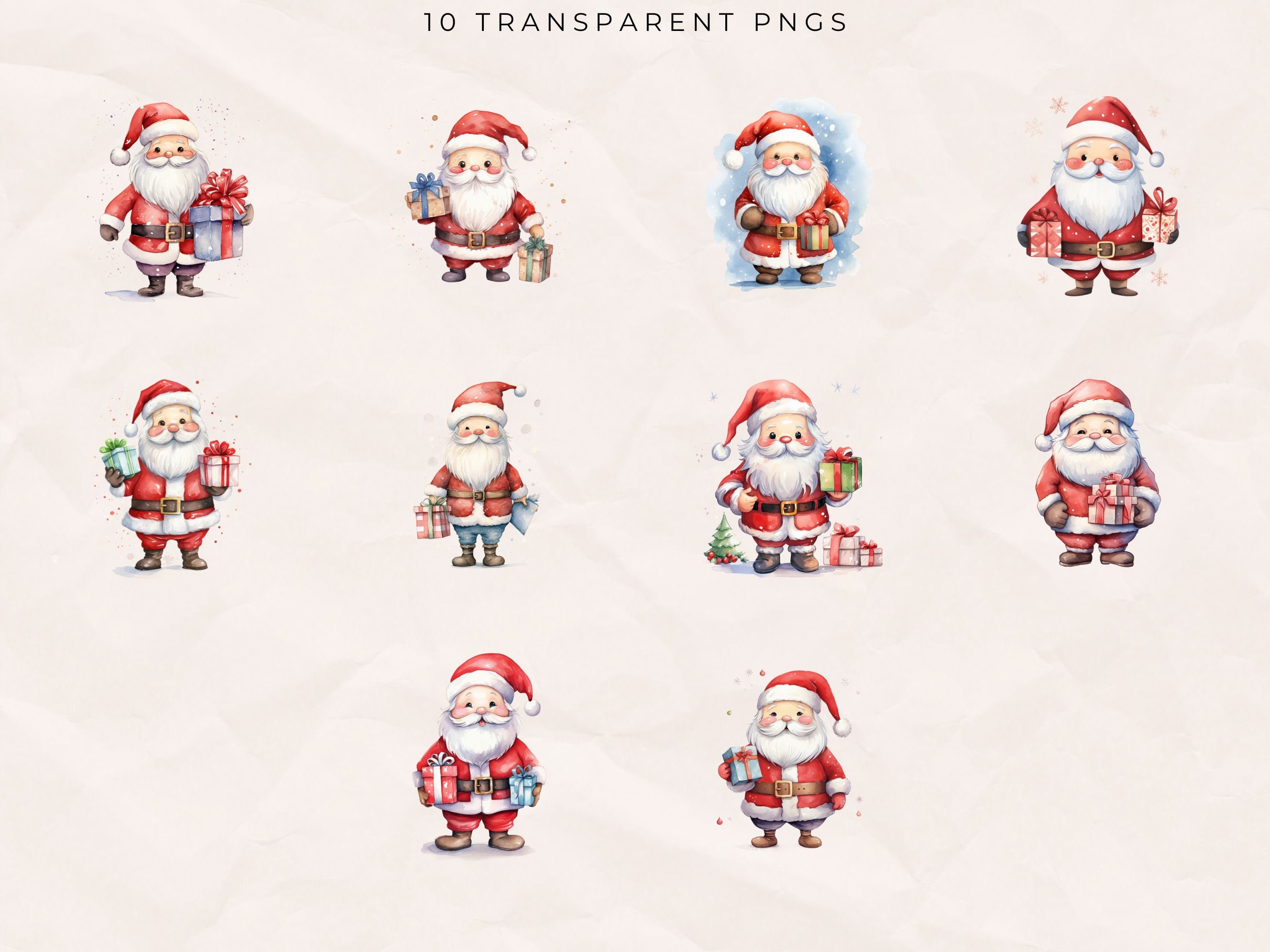Watercolor Cute Santa Clipart Santaclaus, Cute Santa Clause, Digital ...