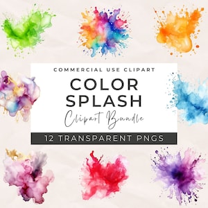 Watercolor Color Splash Clipart PNG Paint Splatter Clipart Alcohol Ink ...
