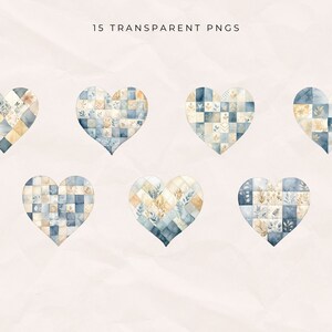 Watercolor Heart Clipart Bundle - Patchwork Heart Clip Art Commercial ...