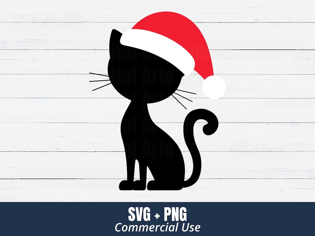 Christmas Cat Svg, Cat Outline Svg, Merry Christmas Cat, Cat Lovers ...