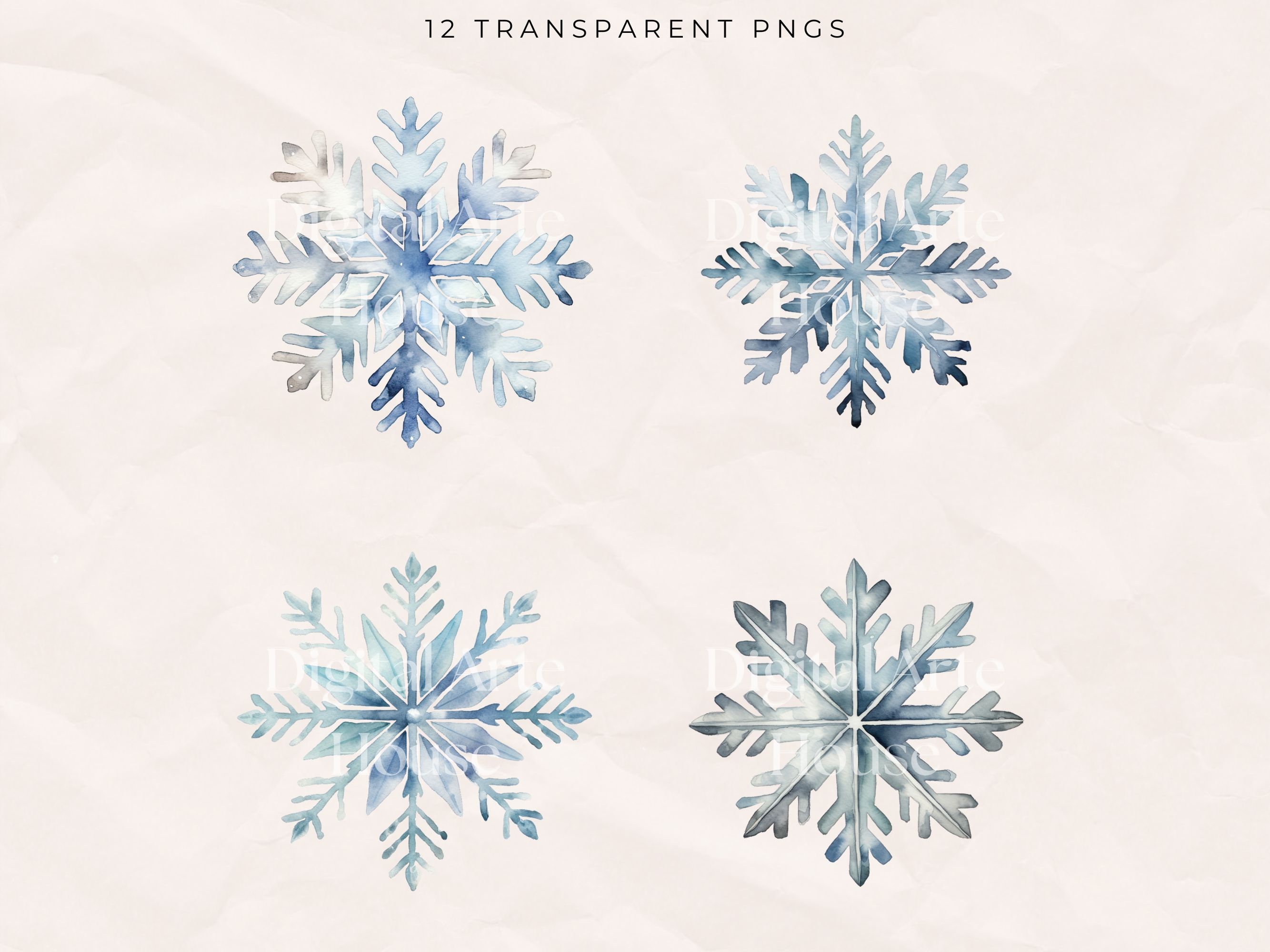 Watercolor Winter Snowflake Clipart Snowflakes Christmas - Etsy