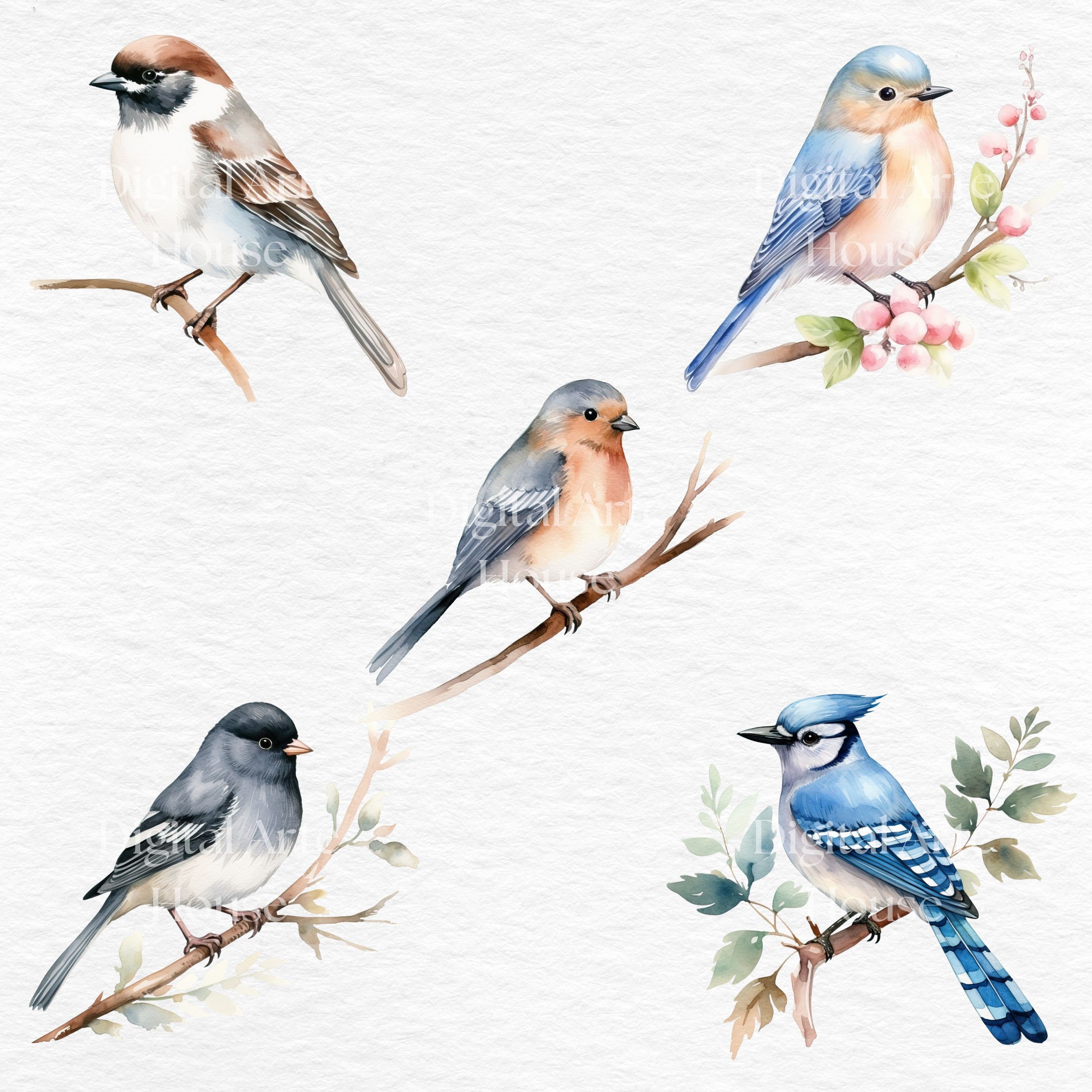 Watercolor Birds Clipart Bundle – Cute Bird Illustrations (commercial ...