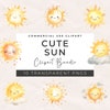 Watercolor Sun Clipart PNG, Cute Sun Clip Art, Happy Sun, Sunshine ...