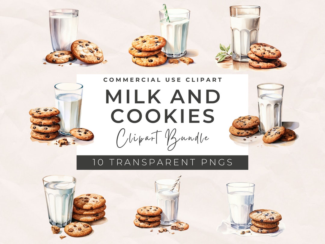 Watercolor Milk and Cookies Clipart - Santas Cookies Milk, Chocolate ...