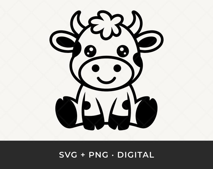 INSTANT Download. Cute Sitting Cow Girl Svg Cut Files and Clip Art ...