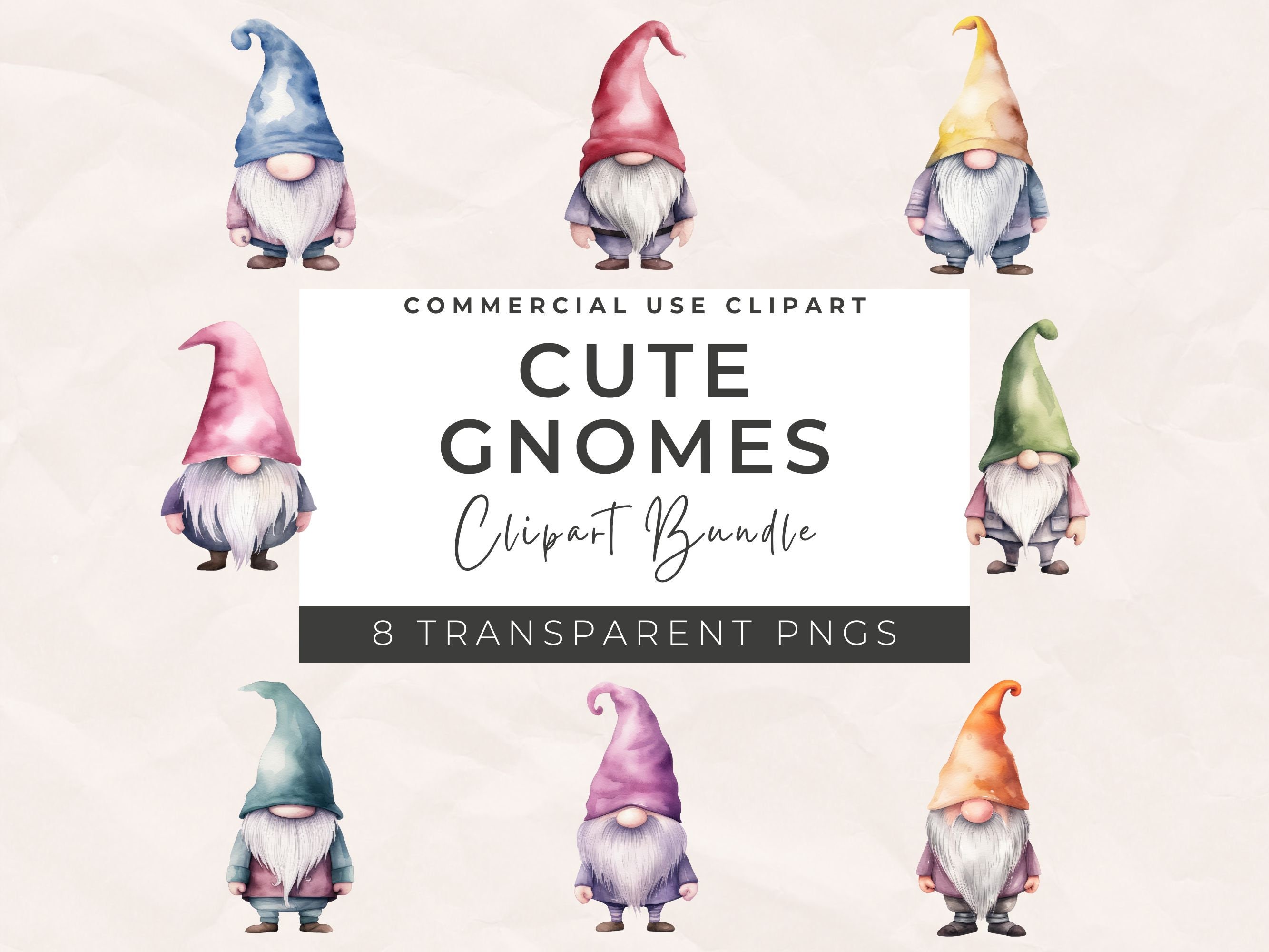 Watercolor Cute Gnomes Clipart Watercolor Gnome Holiday - Etsy
