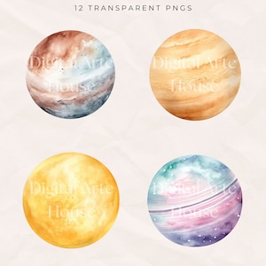 Watercolor Planets Clipart: Solar System PNG (digital Download) - Etsy