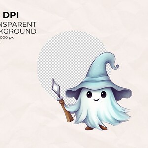 Watercolor Wizard Ghost Clipart: Spooky Halloween PNG Images (digital ...