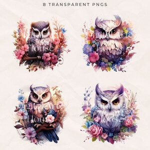 Watercolor Floral Owl Clipart, Cute Clipart for Commercial Use ...