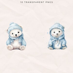 Watercolor Cute Polar Bears Clipart - Commercial Use Clip Art ...