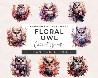 Baby Owl Clipart PNG Superb Owl Boho Flower Bird Wall Art Cute - Etsy