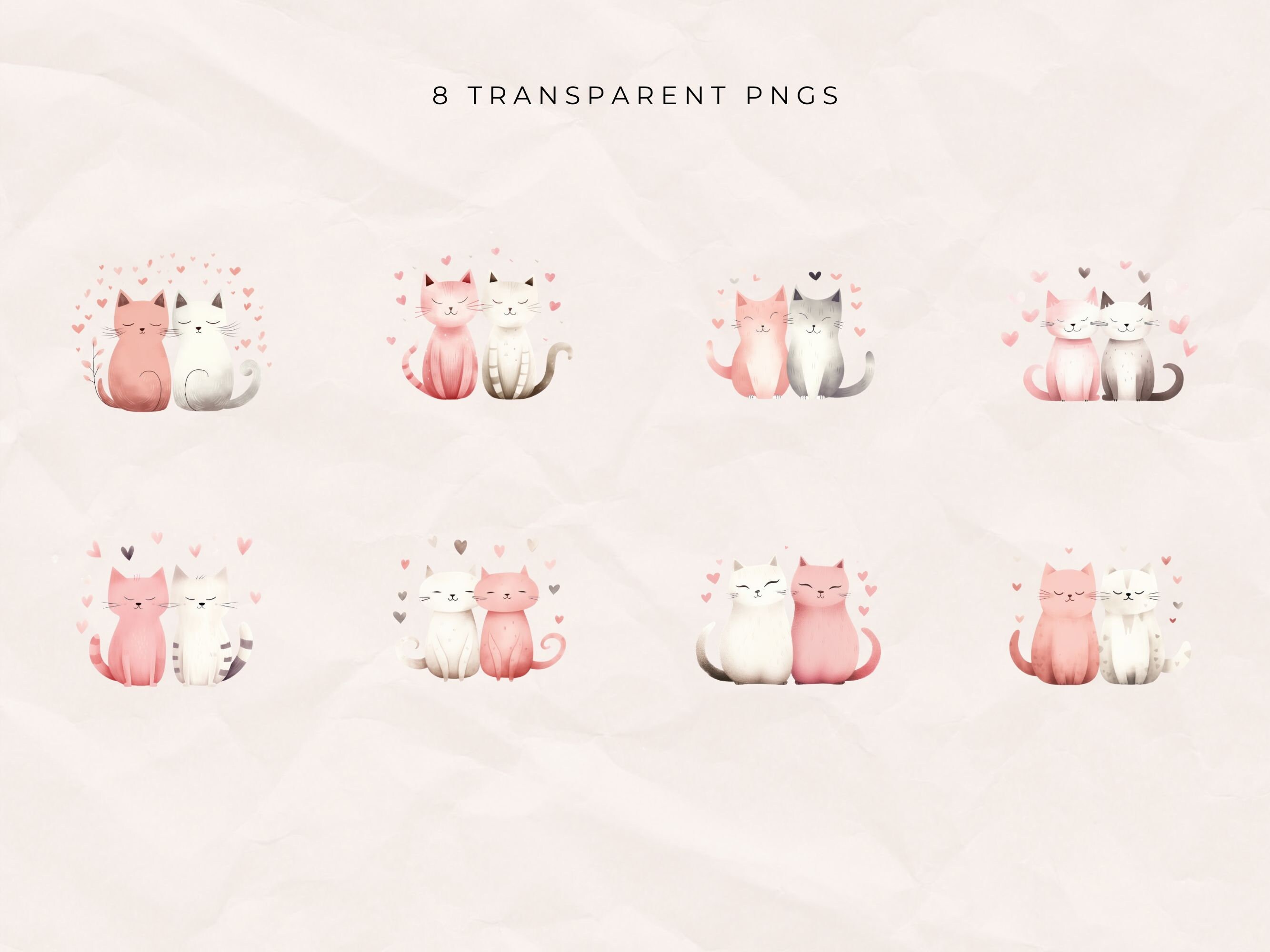 Watercolor Cute Valentine Cats Clipart Bundle Valentine Cat Mom ...