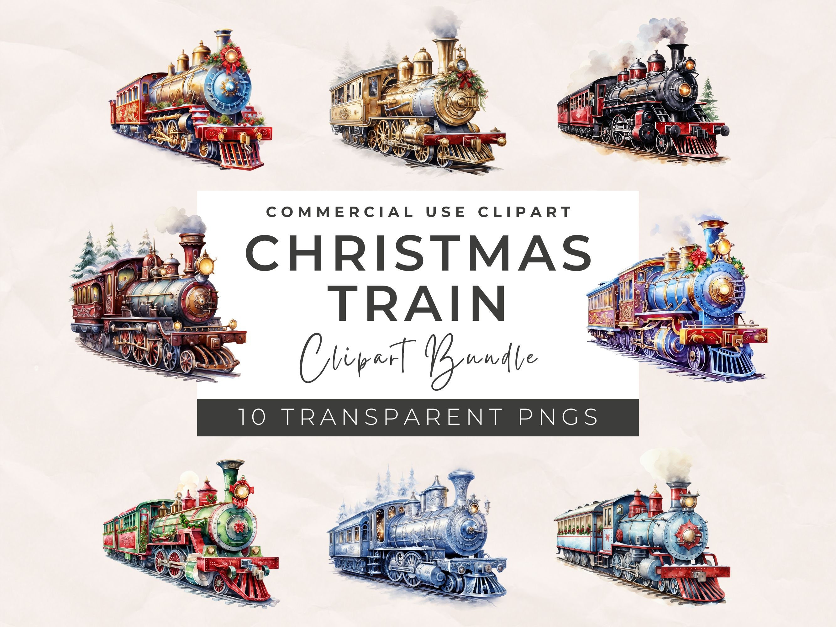 Watercolor Christmas Train Clipart PNG, Christmas Clipart, Winter ...