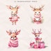 Christmas Cute Reindeer Clipart Bundle Watercolor Deer, Pink Christmas ...