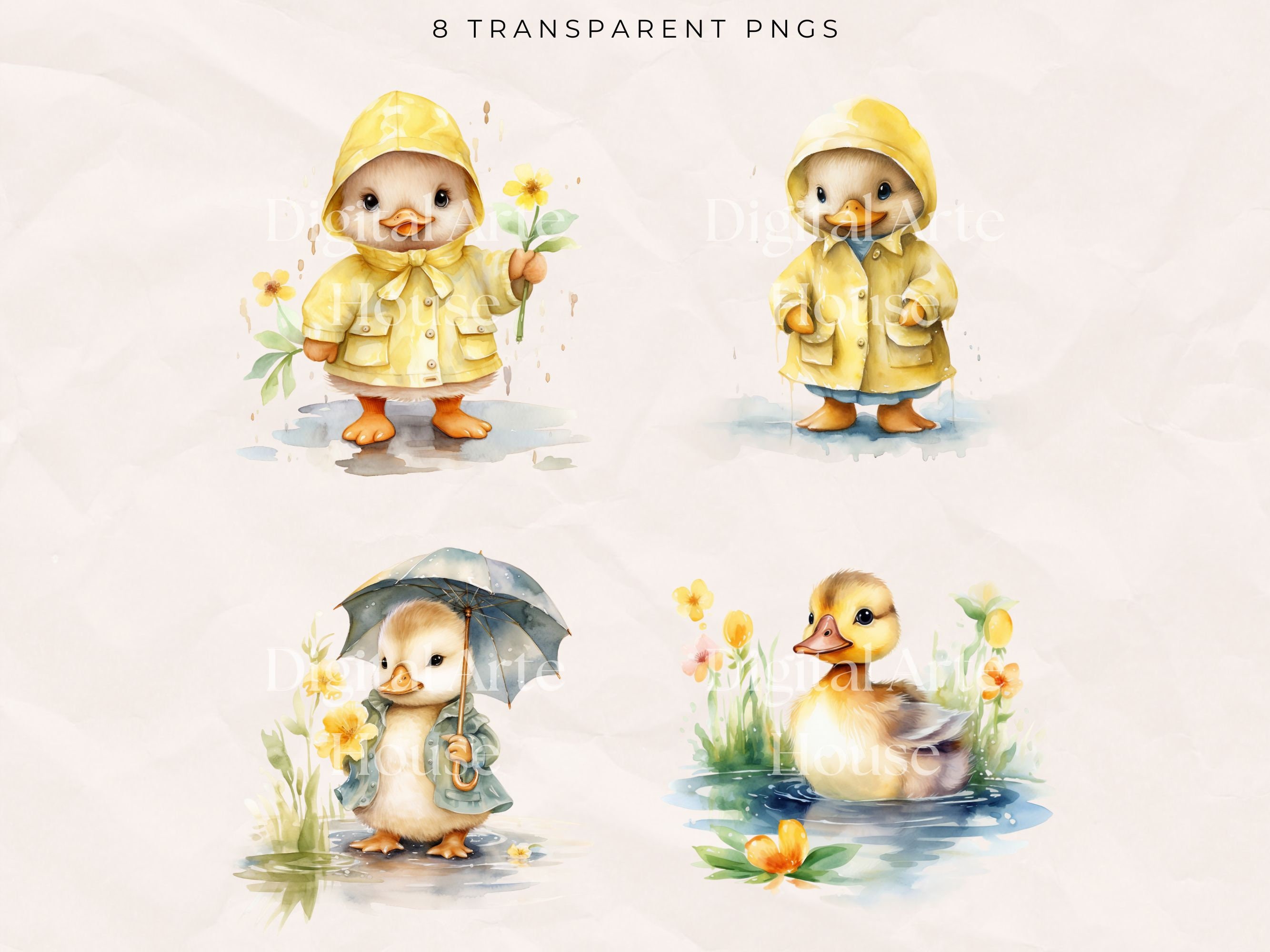Watercolor Duckling Clipart Bundle Duckling PNG, Duckling Digital ...