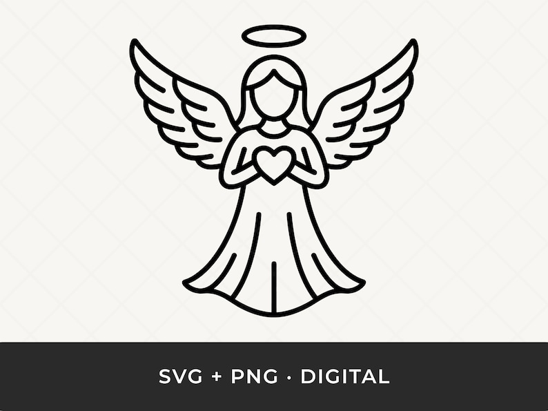 Angel SVG: Heart and Halo Outline Cut File for Cricut - Etsy