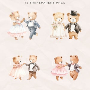 Watercolor Teddy Bear Wedding Clipart - Cute Teddy Clipart ...