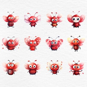 Watercolor Love Bug Clipart: Transparent Pngs (digital Download) - Etsy