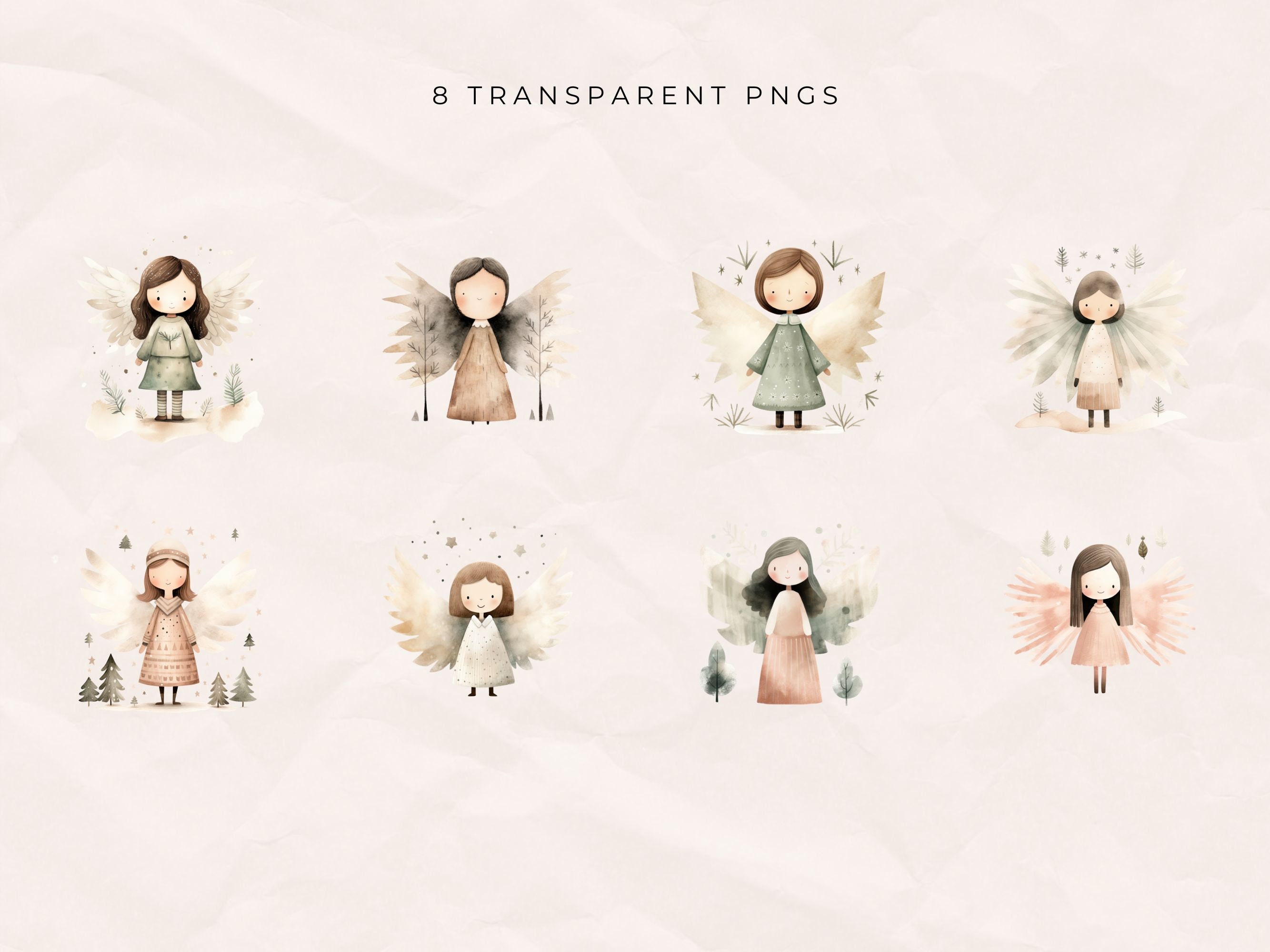 Christmas Angel Clipart Cute Angel Clipart, Angel PNG Bundle, Cute ...