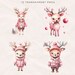 Christmas Cute Reindeer Clipart Bundle Watercolor Deer, Pink Christmas ...