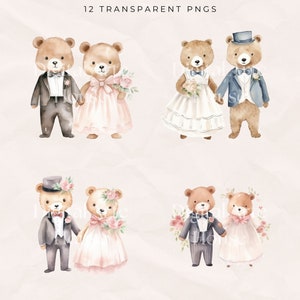 Watercolor Teddy Bear Wedding Clipart - Cute Teddy Clipart ...