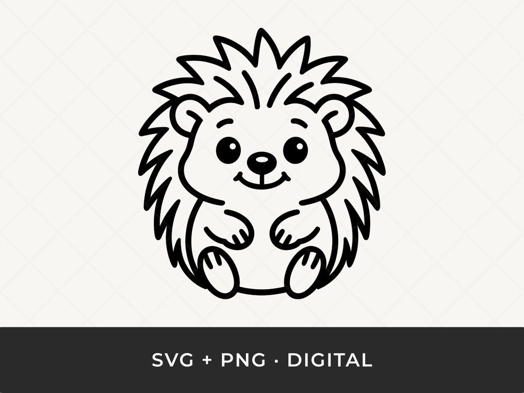Hedgehog SVG: Cartoon Outline Cut File for Cricut and Silhouette - Etsy