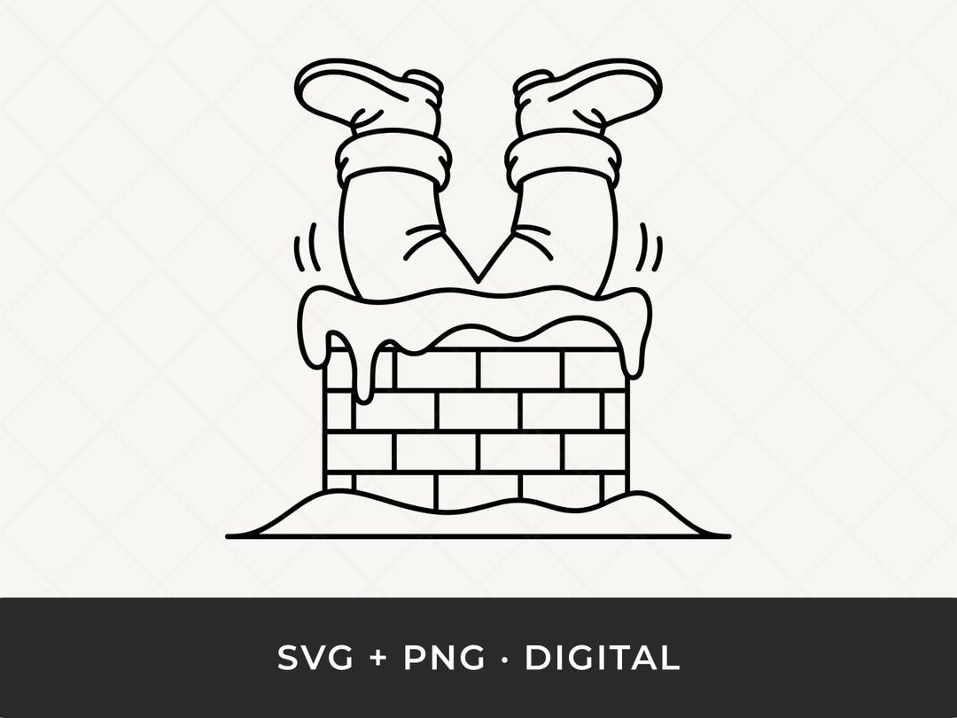 Santa Chimney SVG: Funny Christmas Outline Cut File for Cricut - Etsy