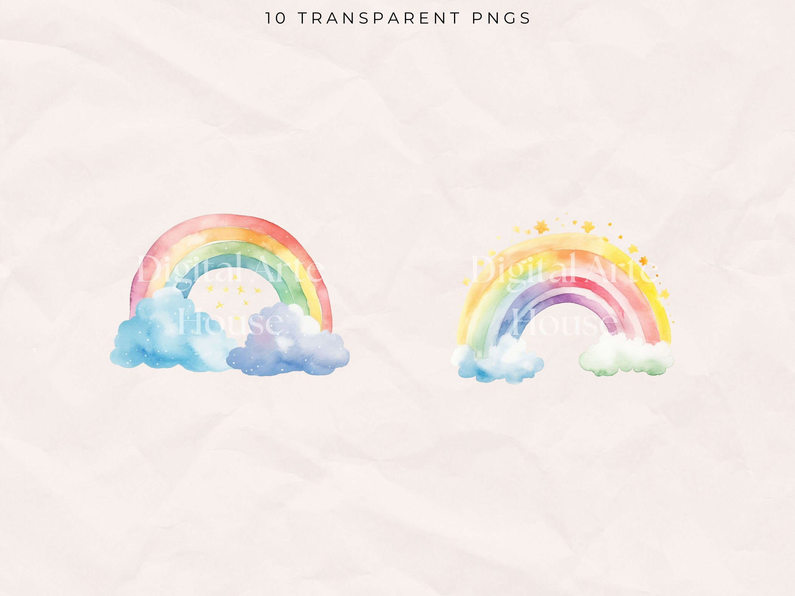 Watercolor Rainbow Clipart Nursery Rainbow, Watercolorclip Art, Digital ...