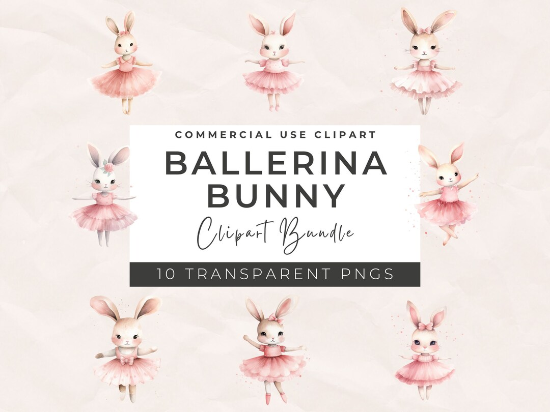 Watercolor Ballerina Bunny Clipart - Ballet Bunnies in Tutu Dress ...
