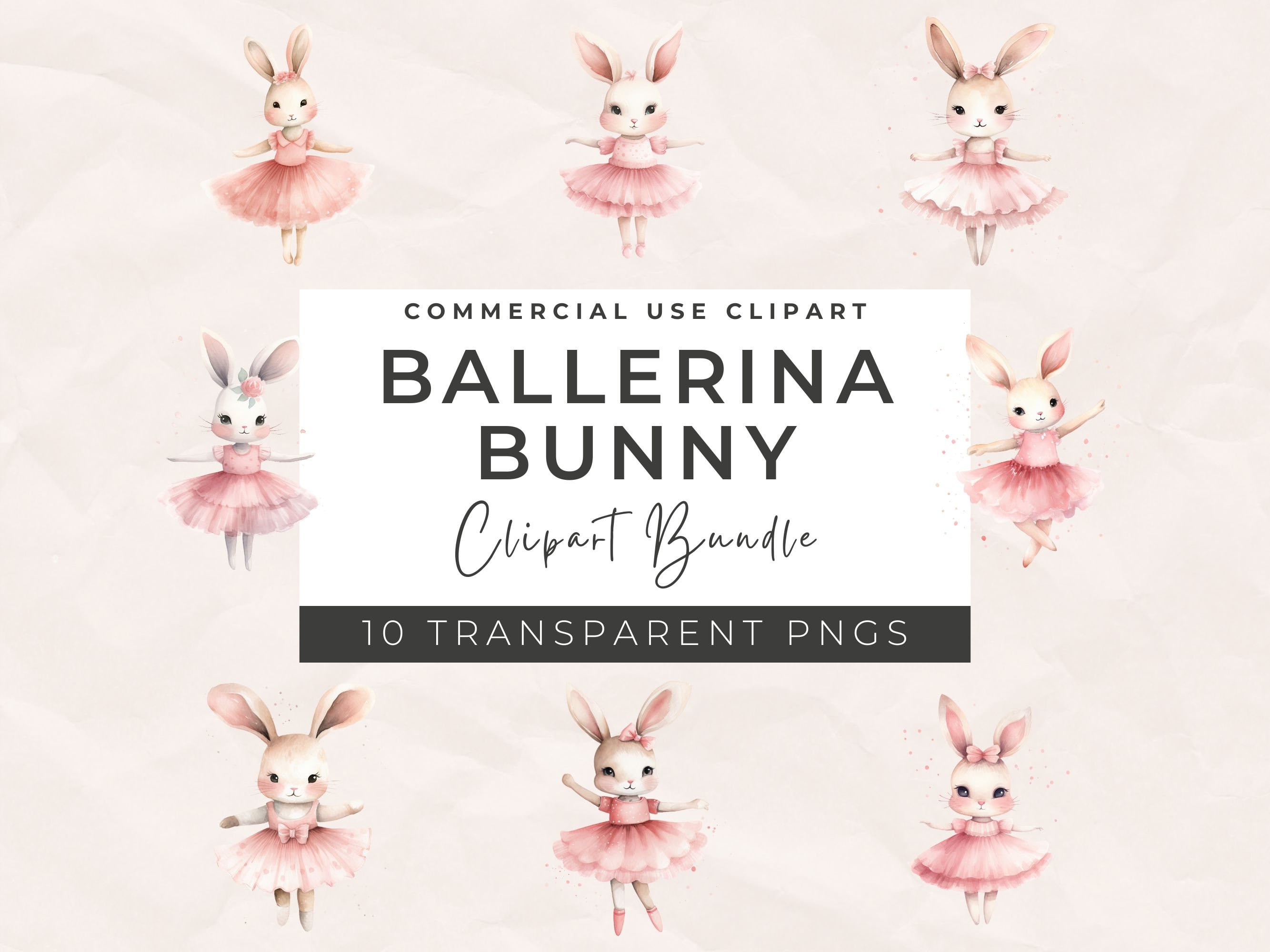Watercolor Ballerina Bunny Clipart Ballet Bunnies in Tutu Dress ...
