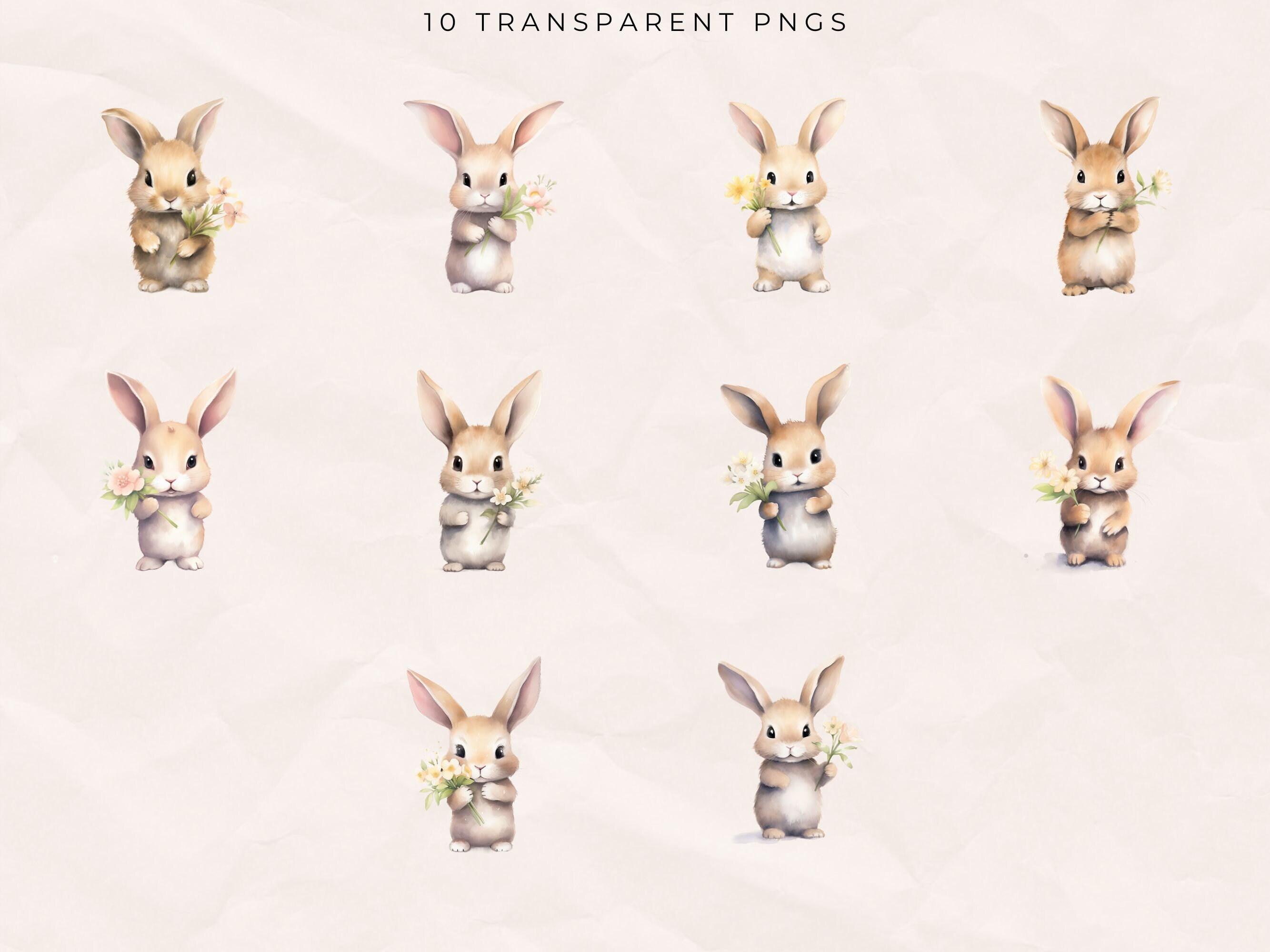 Watercolor Bunny Clipart Bundle: Spring Nursery Art (commercial Use) - Etsy