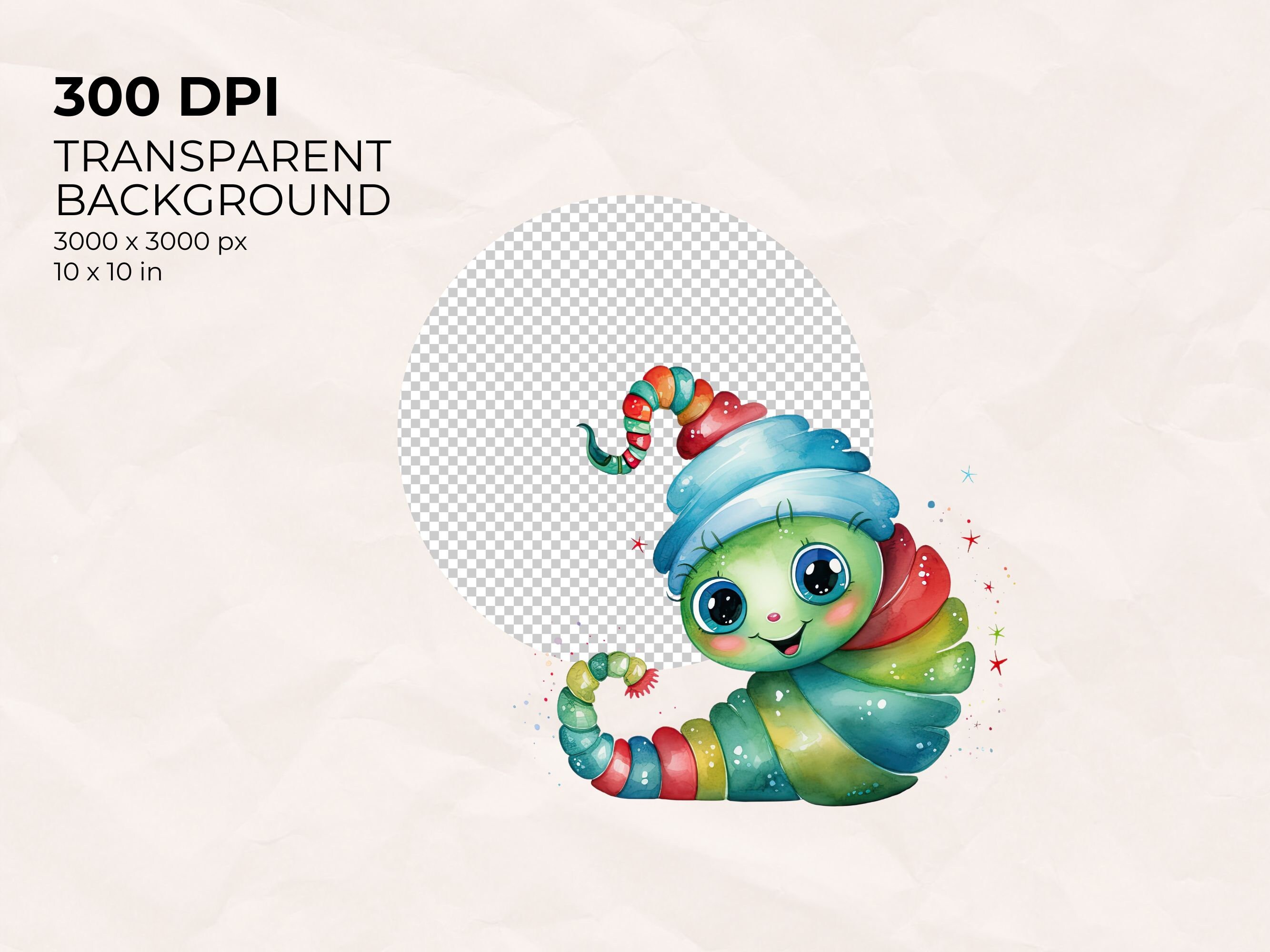 Watercolor Cute Caterpillar Clipart Bundle Christmas PNG - Etsy