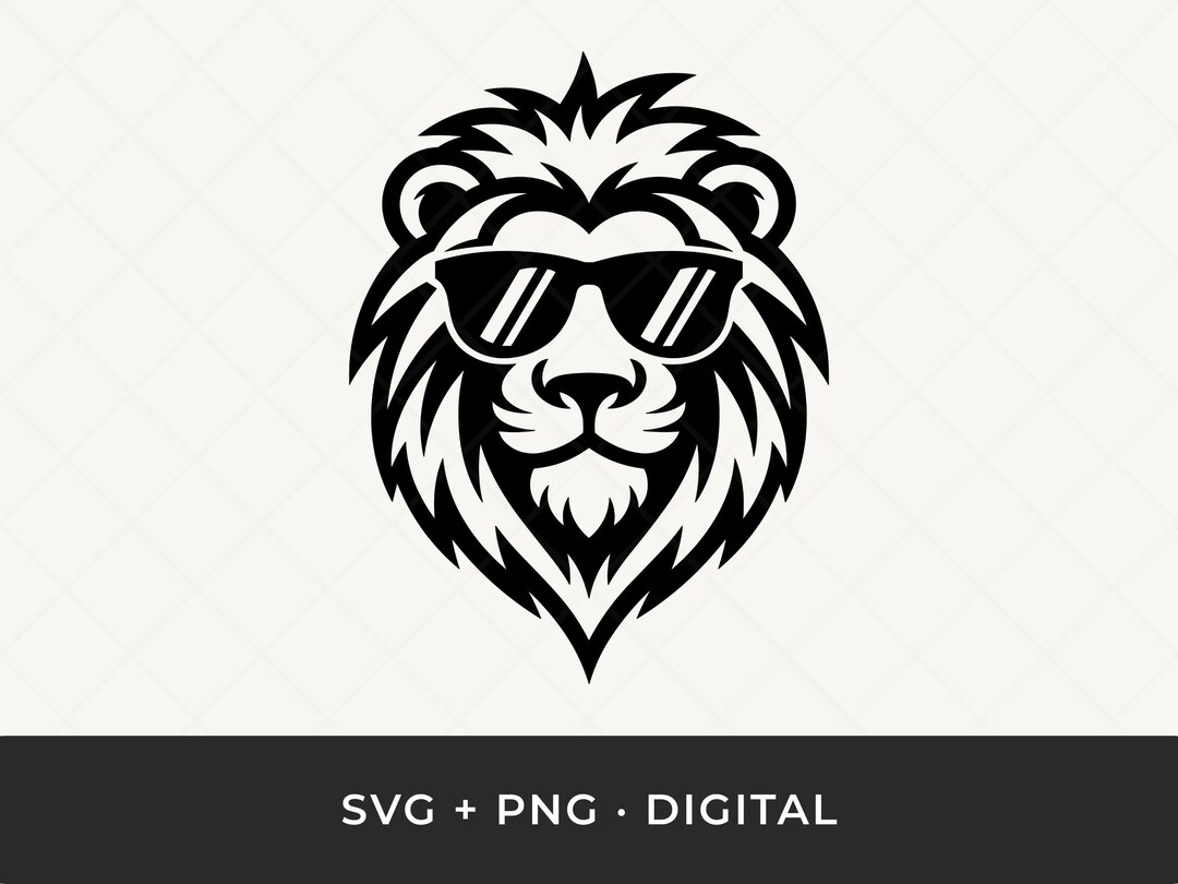 Lion SVG: Sunglasses Lion Outline Clipart Cut File for Cricut and ...