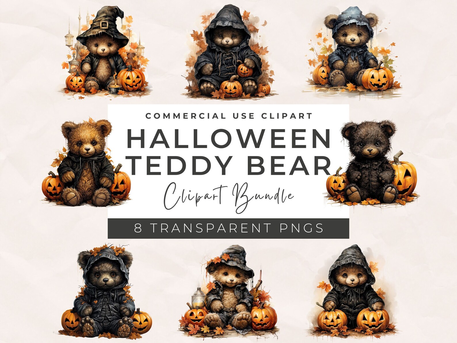Halloween Teddy Bear Clipart Halloween Clipart, Watercolor Teddy Bear ...