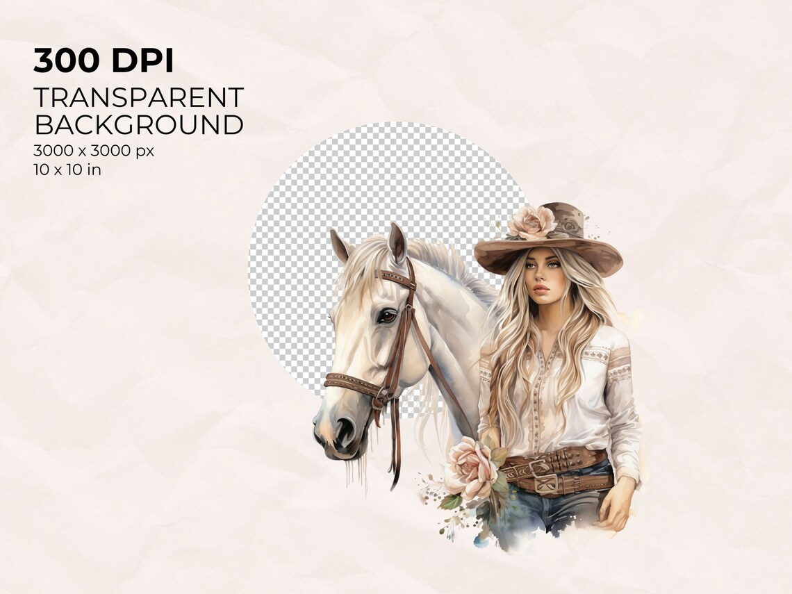 Watercolor Western Clip Art Bundle Cowgirl Clip Art Western - Etsy