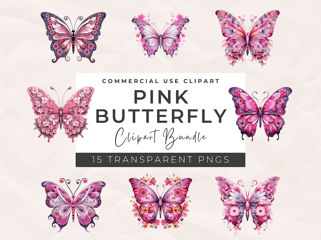 Pink Butterfly Clipart - Pink Butterfly Printe, Transparent Background ...