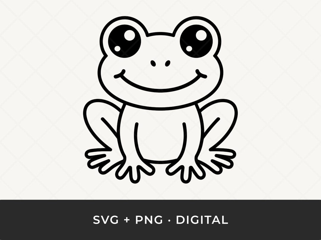 Frog SVG: Cartoon Outline Cut File for Cricut and Silhouette - Etsy UK